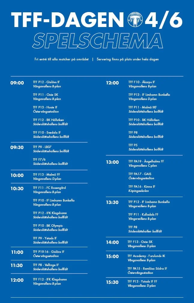Spelschema TFF-dagen 4 juni - Trelleborgs FF